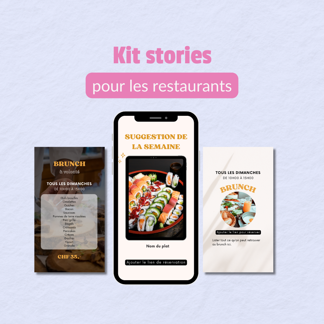 Kit stories pour Restaurant : 100 templates Canva - Mercatus